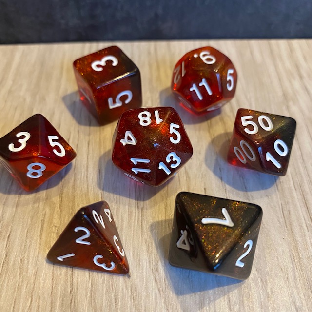 Bescon, Maroon Stone, Moonstone Dice, Red Black Glitter Polyset ...