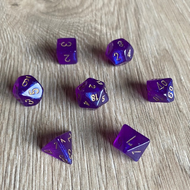 Chessex Borealis Royal Purple/Gold Luminary Mini Polyset - Dungeons & Dice Chessex Borealis Royal Purple/Gold Luminary Mini Polyset - Dungeons & Dice
